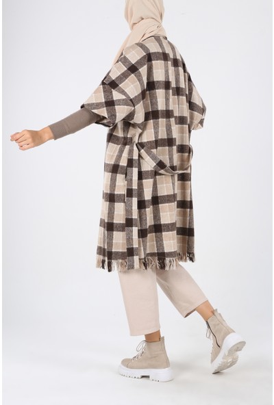 ALLDAY Oduncu Ekoseli Püsküllü Panço