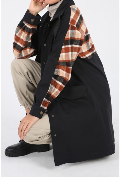 Allday Pamuklu Ekose Garnili Ceket