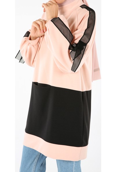 Allday Arkası Nakışlı Kuşgözlü Sweat Tunik