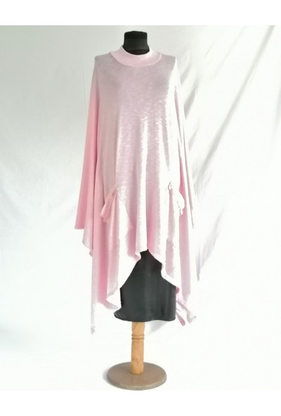 Pembegül Moda Tasarım Pembe Yumoş Triko Panço Pembegül Moda Tasarım Pembe Yumoş Triko Panço