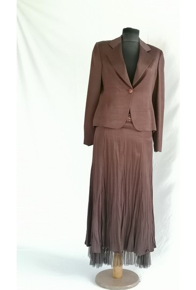 Pembegül Moda Tasarım Kahve Etek Ceket Takım
