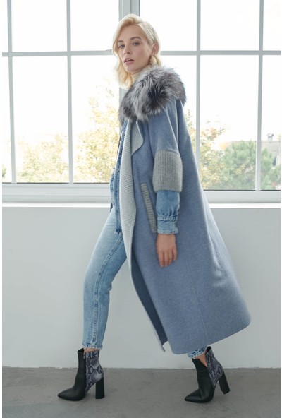 Noella Barbara Kaşmir Kaban Mavi Noella Barbara Kaşmir Kaban Mavi