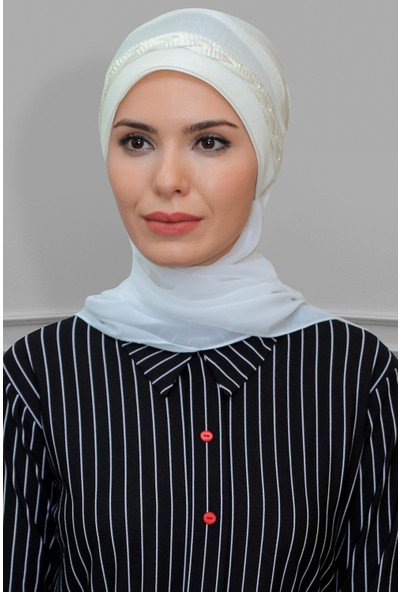 Hürrem Kadın Krem Piliseli Örgülü Atkılı Pratik Bone