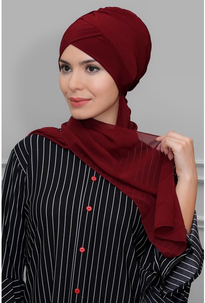 Hürrem Kadın Bordo Çapraz Atkılı Pratik Bone