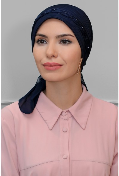 Hürrem Kadın Lacivert Pilise Örgülü Pratik Bone