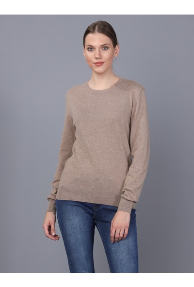 Basics&more Bayan Kahverengi Melanj Bisiklet Yaka Kazak