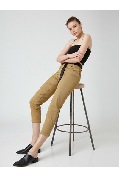 Koton Kadın Kemerli Cigarette Twill Pantolon Koton Kadın Kemerli Cigarette Twill Pantolon