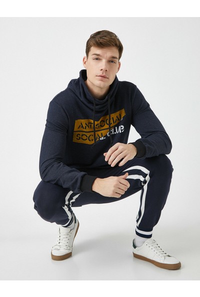 Koton Slogan Yazili Baskili Kapüsonlu Sweatshirt