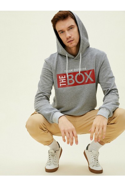 Koton Yazılı Baskılı Kapüşonlu Uzun Kollu Sweatshirt