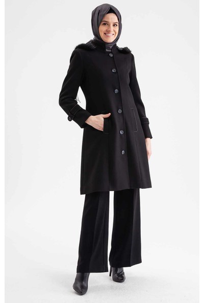 Sitare Kürklü Apoletli Düğmeli Kaban 21K764