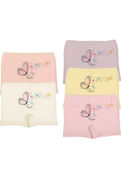 Donella 5'li Kelebek Baskılı Kız Çocuk Şort - 4271VK-5LI