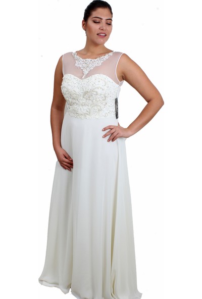 Gzn Fashion Krep Uzun Abiye Elbse Ekru Gzn Fashion Krep Uzun Abiye Elbse Ekru