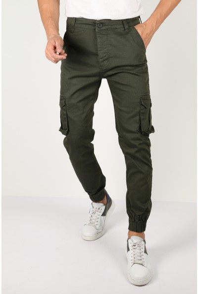 Point Shop Erkek Haki Renk Paçası Lastikli Slim Fit Likralı Körüklü Cep Kargo Pantolon Point Shop Erkek Haki Renk Paçası Lastikli Slim Fit Likralı Körüklü Cep Kargo Pantolon