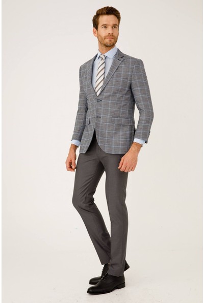 İGS Erkek Lacivert Barı / Geniş Kalıp Mono Yaka Ceket