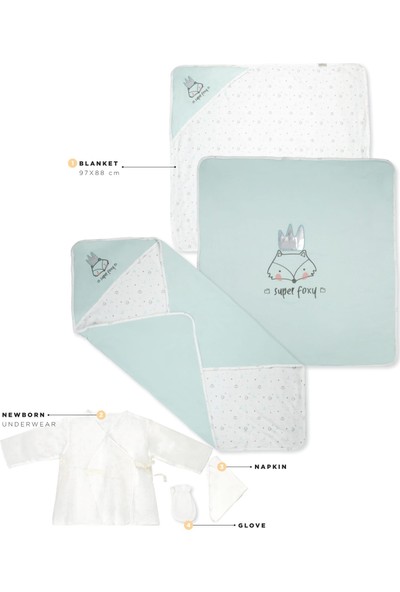 Babydola Yenidoğan Erkek Bebek 10 Parça Hastane Çıkışı Zıbın Set Tilki Figürlü Babydola Babydola Yenidoğan Erkek Bebek 10 Parça Hastane Çıkışı Zıbın Set Tilki Figürlü Babydola