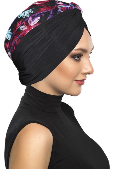 Fidan Bone Fidan Otantik Nakış Motifli Astarlı Hazır Bone