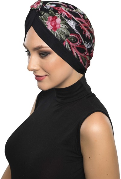 Fidan Bone Fidan Otantik Nakış Motifli Astarlı Hazır Bone