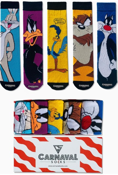 Carnaval Socks 5'li Çizgi Film Karakterleri Desenli Renkli Çorap Kutusu