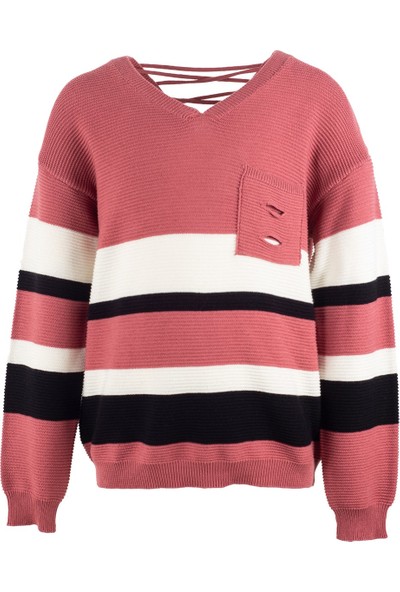 Silversun Pembe Renkli Arkası Çapraz Ip Detaylı V Yaka Cepli Uzun Kol Kız Çocuk Kazak|t 315164 Silversun Pembe Renkli Arkası Çapraz Ip Detaylı V Yaka Cepli Uzun Kol Kız Çocuk Kazak|t 315164