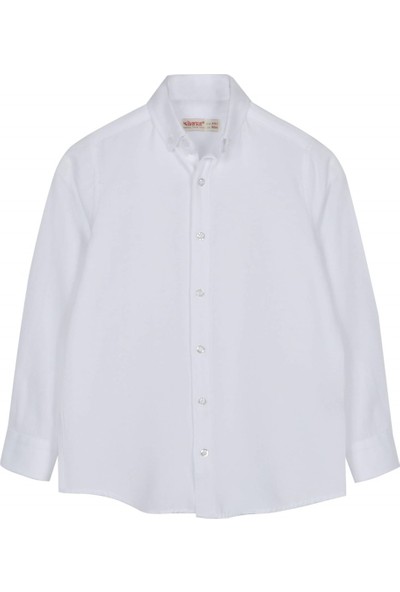 Silversun Beyaz Ren Kli Uzun Kol Önden Düğmeli Klasik Erkek Çocuk Gömlek|gc 316328