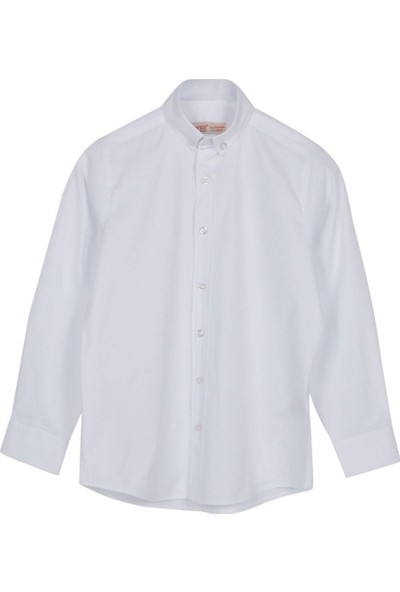 Silversun Beyaz Ren Kli Uzun Kol Önden Düğmeli Klasik Erkek Çocuk Gömlek|gc 316358