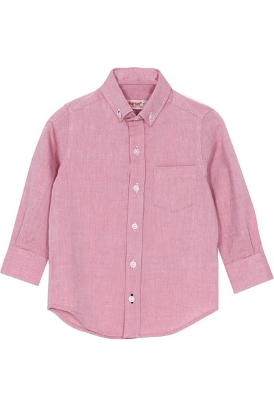 Silversun Bordo Ren Kli Desen Li Uzun Kol Önden Düğmeli Cepli Erkek Çocuk Gömlek|gc 215281