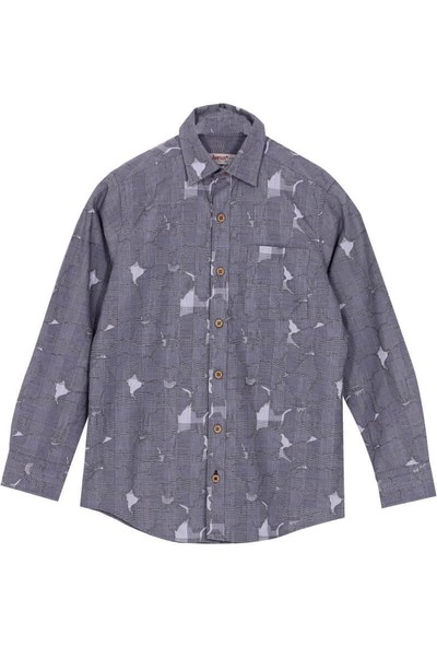 Silversun Gri Ren Kli Desen Li Uzun Kol Önden Düğmeli Erkek Çocuk Gömlek|gc 316277