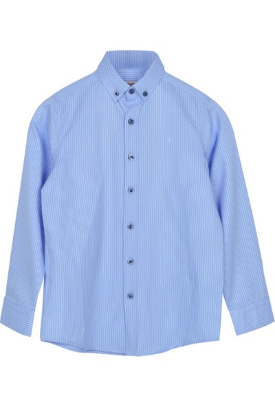 Silversun Mavi Ren Kli Uzun Kol Önden Düğmeli Klasik Erkek Çocuk Gömlek|gc 316333