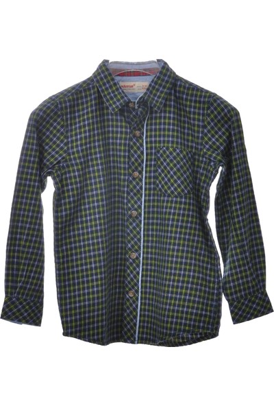 Silversun Yeşil Önden Düğmeli Kareli Cepli Uzun Kol Dokuma Gömlek|gc 210215