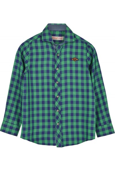 Silversun Yeşil Ren Kli Kareli Önden Düğmeli Uzun Kol Erkek Çocuk Gömlek|gc 316254