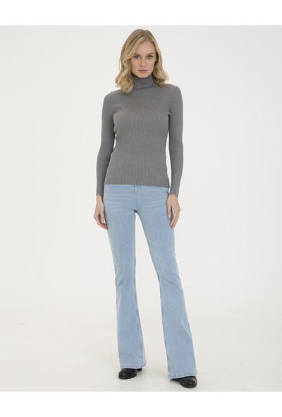 Pierre Cardin Açık Mavi Yüksek Bel Geniş Paça Denim Pantolon 50238169-VR003