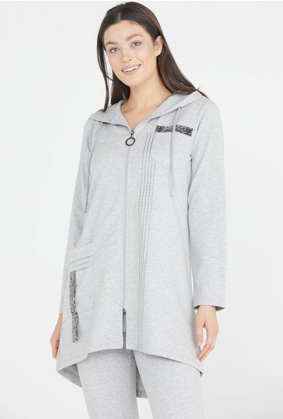 Sementa Kapüşonlu Cep Detaylı Eşofman Takımı - Gri