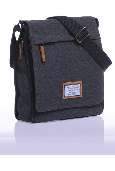 Sword Bag Siyah Kanvas Dik Postacı Çantası