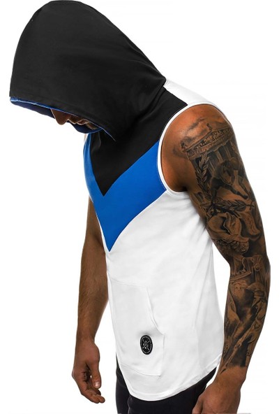 Madmext Beyaz Kapüşonlu Kolsuz T-Shirt 2897