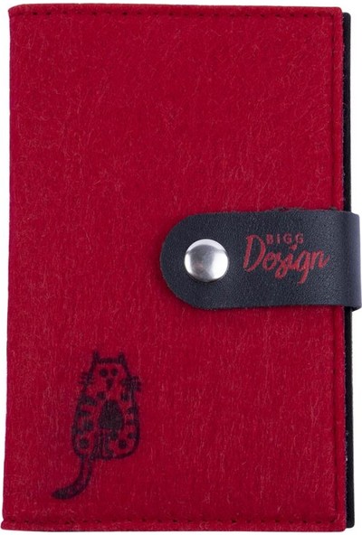 Biggdesign Cats Kırmızı Keçe Pasaport Kabı Biggdesign Cats Kırmızı Keçe Pasaport Kabı