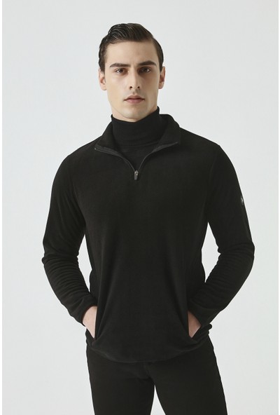 D'S Damat Slim Fit Siyah Polar Eşofman Üst