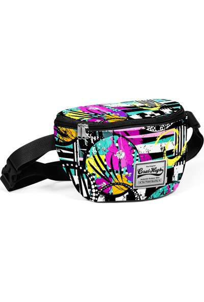 Coral High Siyah Floral Desenli Bel Çantası