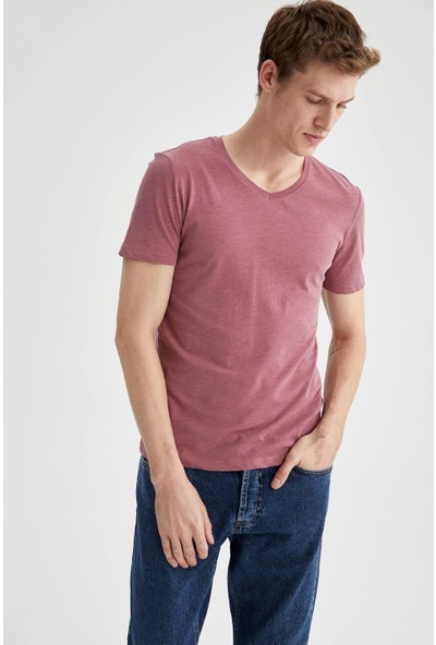 DeFacto Slim Fit V Yaka Basic Tişört M7669AZ21SP