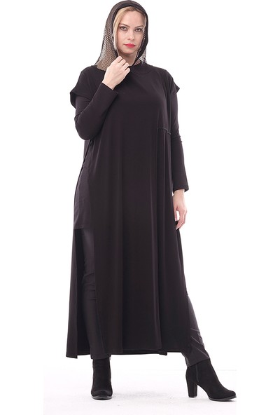 Renklerevi File Kapüşonlu Tunik Siyah