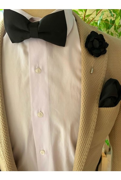 Brianze Siyah Papyon Mendil ve Yaka Çiçeği Set Brianze Siyah Papyon Mendil ve Yaka Çiçeği Set