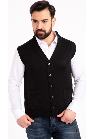 Mutlu Erkek Ince Yün Triko Örgü Baba Yelek Mutlu Erkek Ince Yün Triko Örgü Baba Yelek