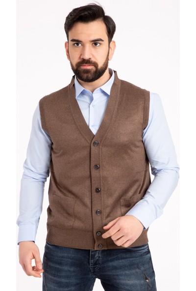 Mutlu Erkek Ince Yün Triko Örgü Baba Yelek Mutlu Erkek Ince Yün Triko Örgü Baba Yelek