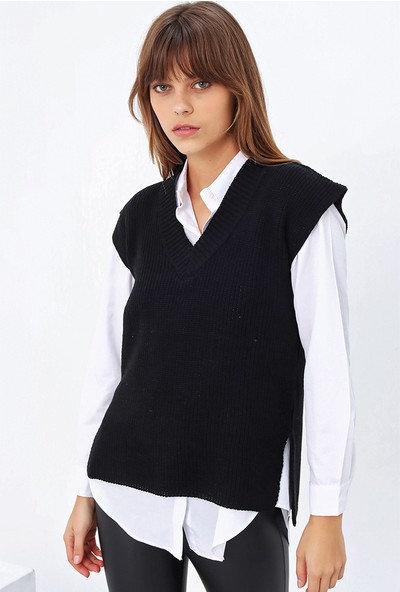 Ecrou Kadın Stone V Yaka Triko Süveter