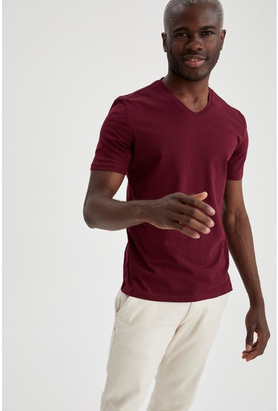 DeFacto Slim Fit V Yaka Basic Tişört M7668AZ21SP