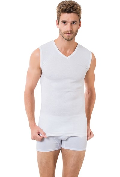 Öztaş V Yaka Kolsuz 3'lü Ribana Erkek Atlet %100 Pamuklu