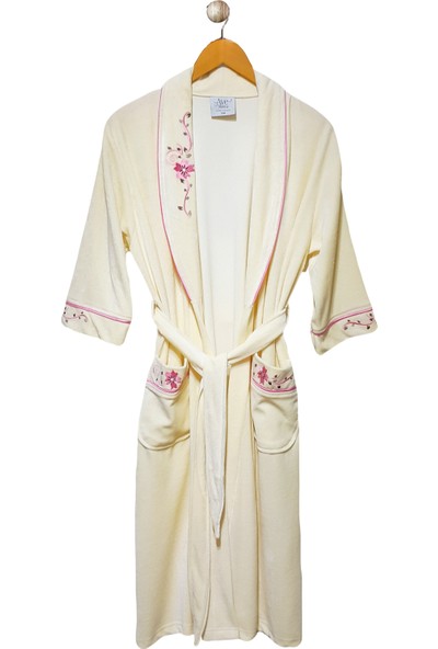 Evim Ve Moda Ave Maria Bambu Kadife Kadın Sabahlık -Krem Evim Ve Moda Ave Maria Bambu Kadife Kadın Sabahlık -Krem