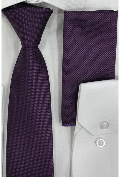 Mendilli Ince Kravat_Mürdüm