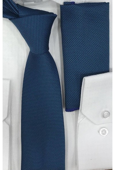 Mendilli Ince Kravat_Petrol