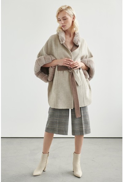 Noella Nora Kaşmir Kaban Bej-Kahve