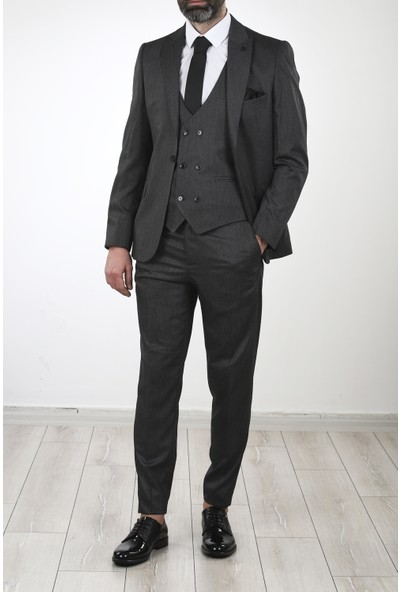 Neowit Erkek Dar Kalıp Desenli Yelekli Takım Elbise Neowit Erkek Dar Kalıp Desenli Yelekli Takım Elbise